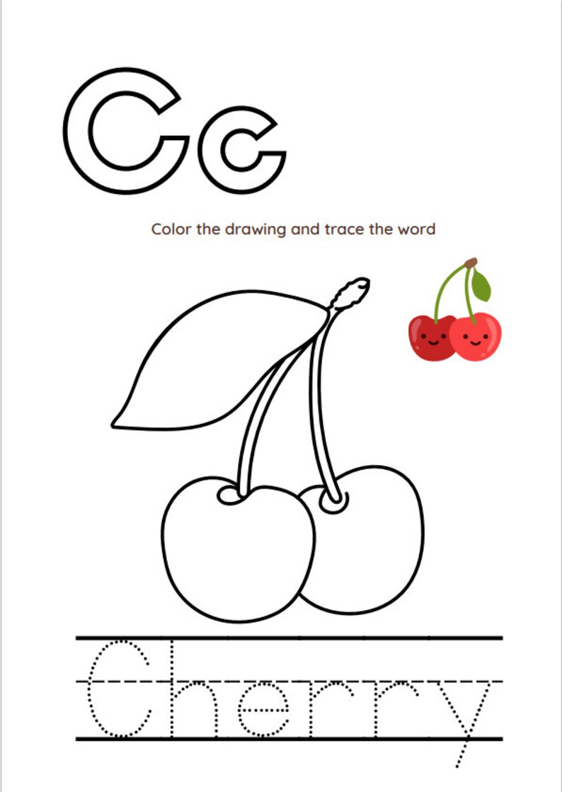 Alphabet Fruit Coloring Pages, Fruit Coloring Book for Kids, Boys ...