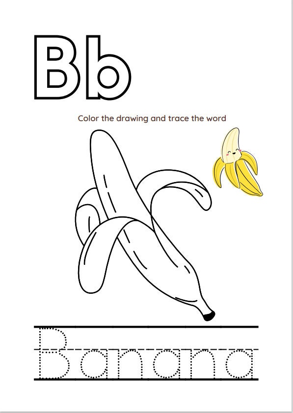 Alphabet Fruit Coloring Pages, Fruit Coloring Book for Kids, Boys ...