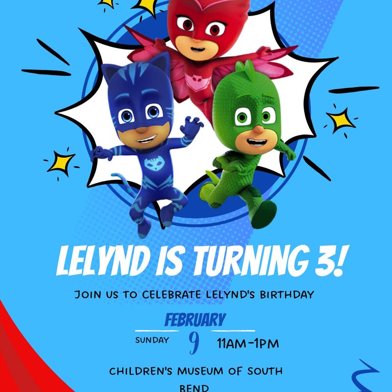 Pj Masks Invitation - Etsy