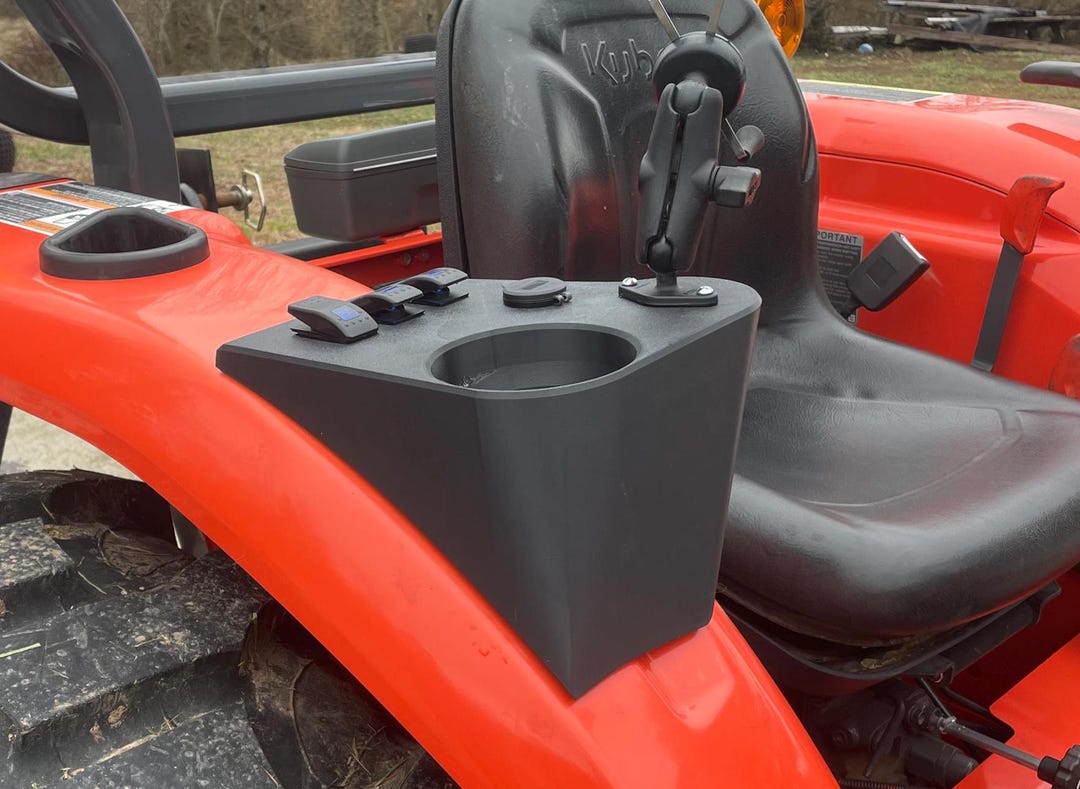 Kubota L4701 Cup Holder W/ Phone Mount | 12V Power & Switch Options ...