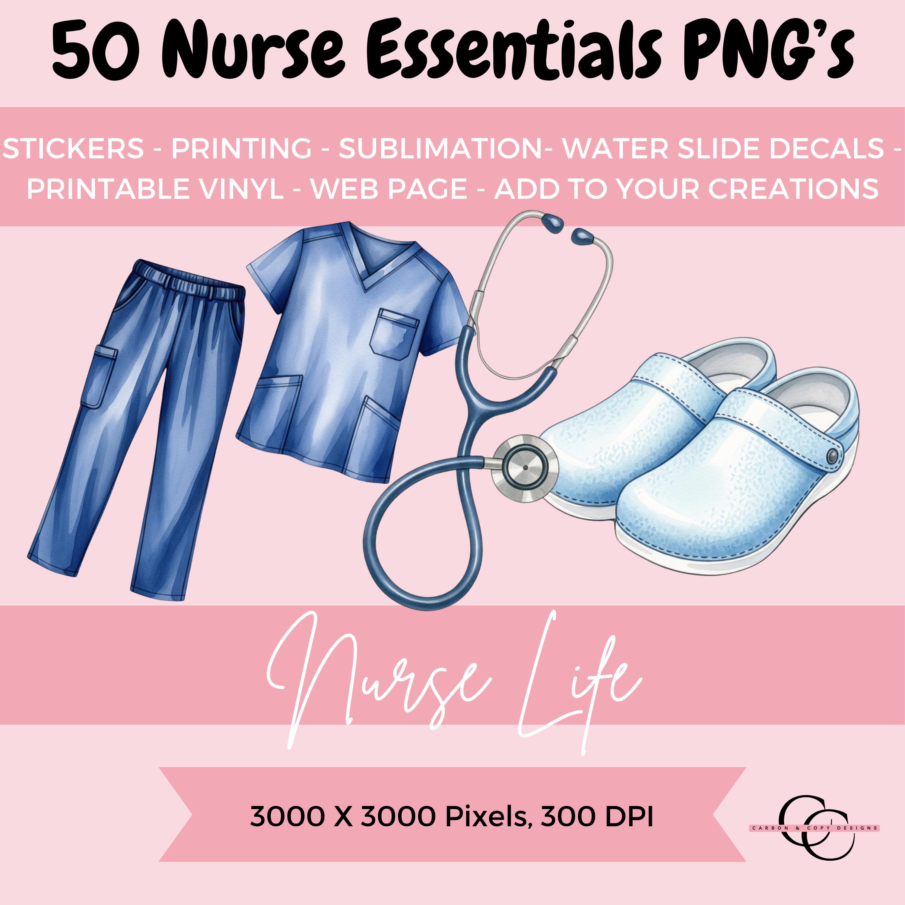 Nurse Life Essentials Pngs - 50 Healthcare Supplies Clipart, Digital ...