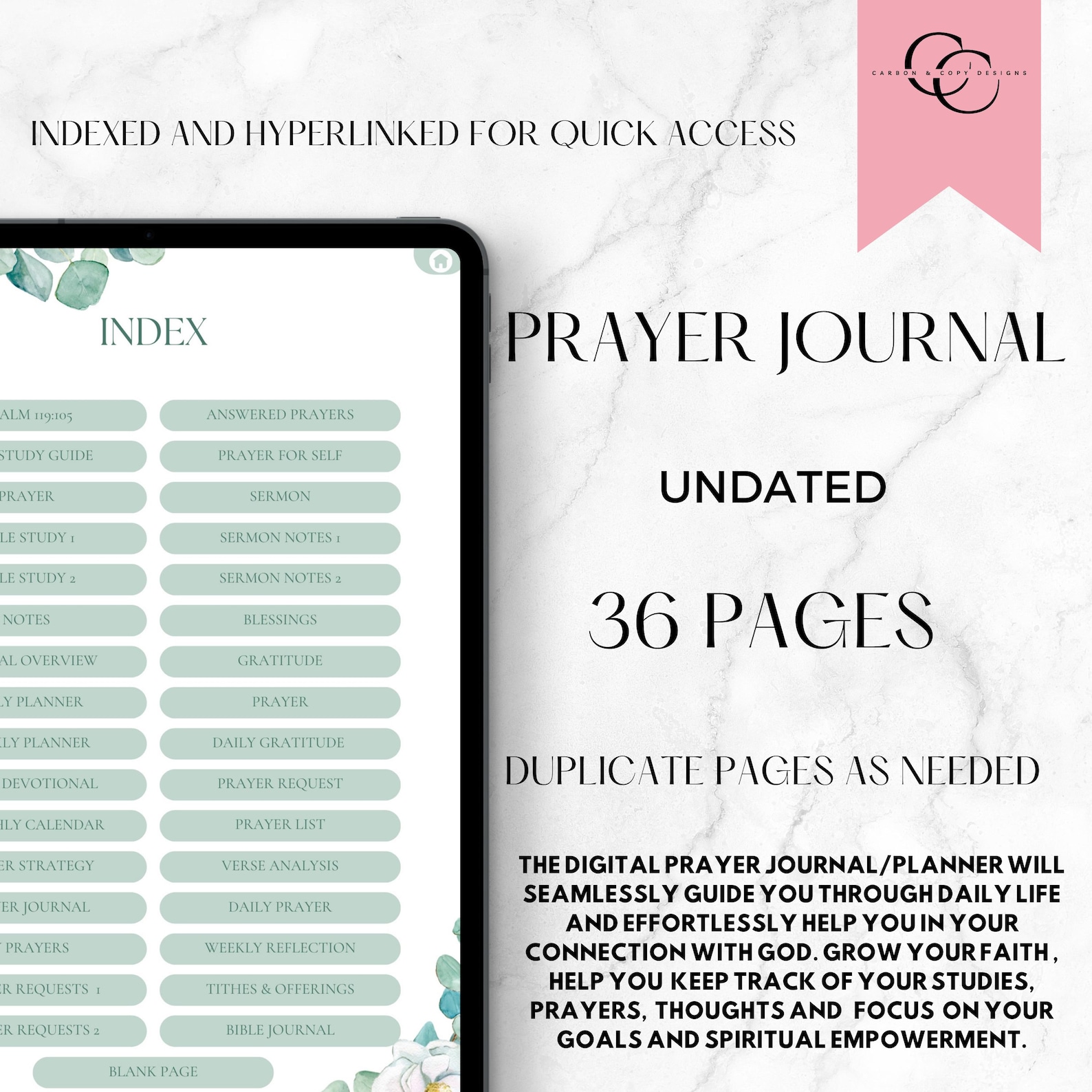 Prayer Digital Journal: Faith & Bible Study (hyperlinked PDF) - Etsy
