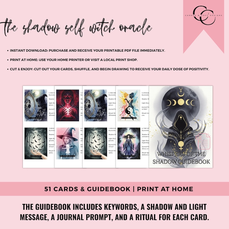 Printable Shadow Work Oracle Deck & Guidebook | Self-discovery ...