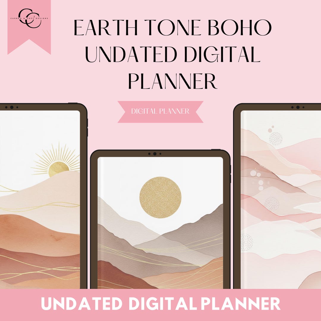 Boho Undated Digital Planner in Earth Tones | All-in-one Life Organizer ...