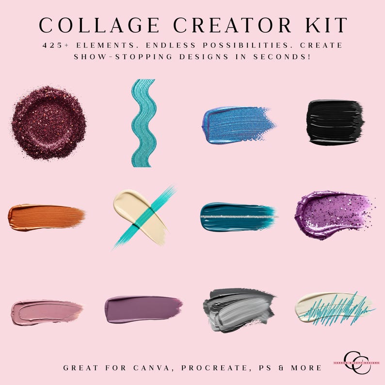 Collage Creator Kit – 425+ PNG Textures, Brush Strokes, Frames, Shapes ...
