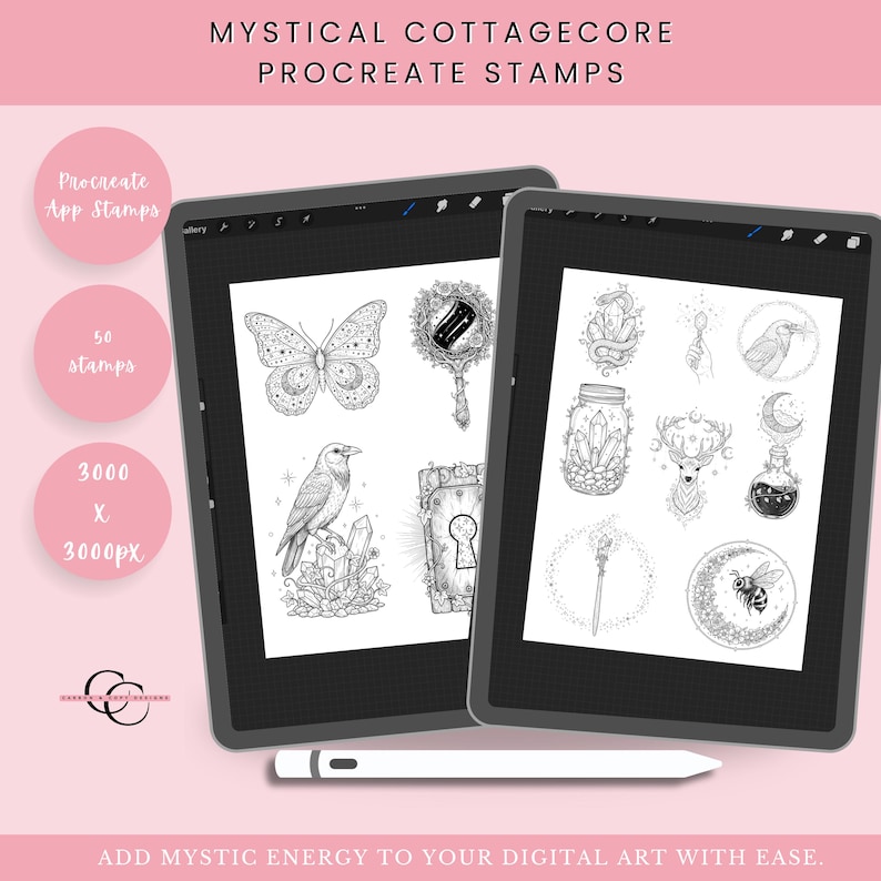 Mystical Cottagecore Procreate Stamp Set – 50 Nature‑inspired Elements ...