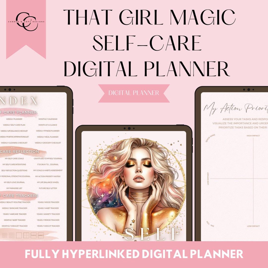 That Girl Magic Self-care Digital Planner | Undated, Hyperlinked for ...