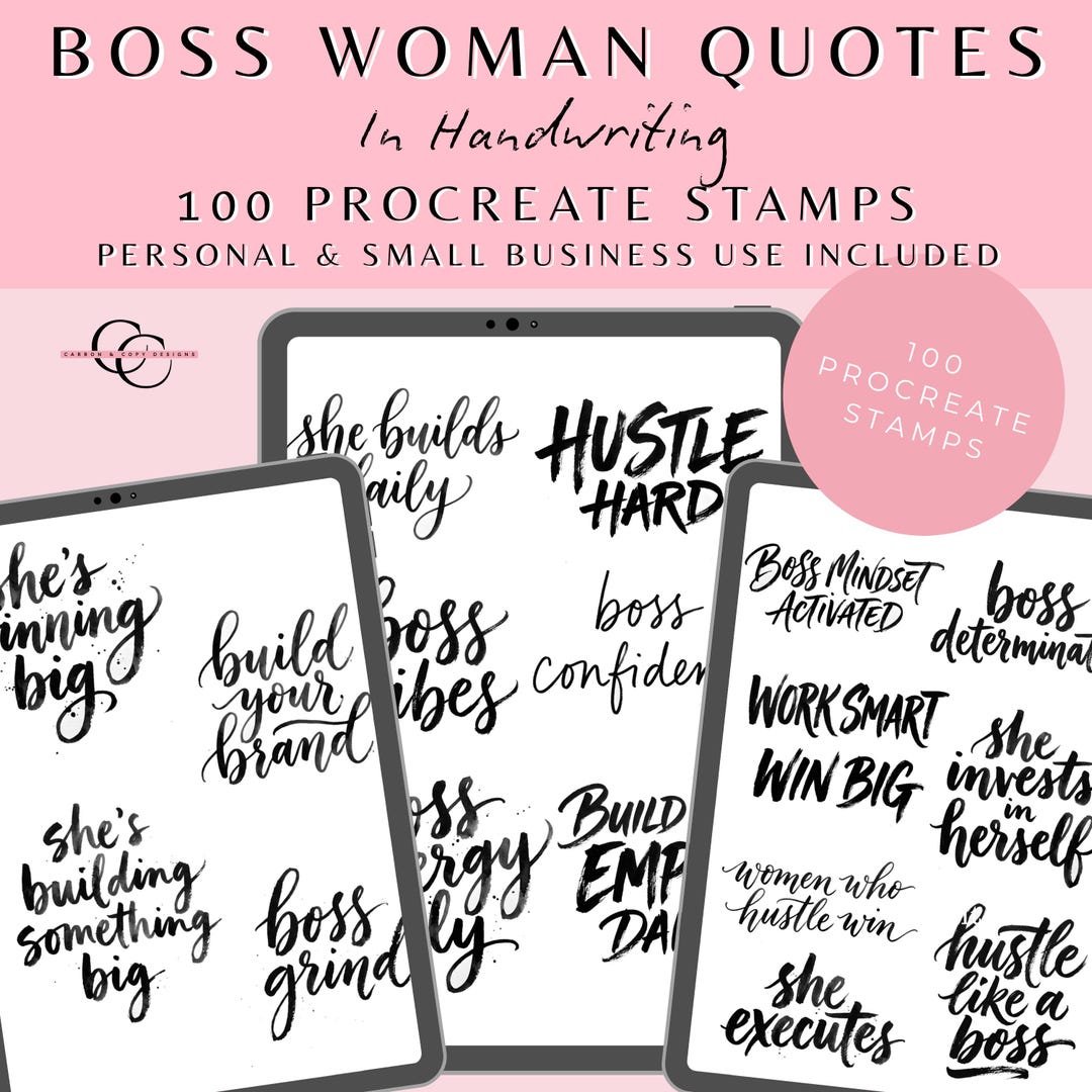 Boss Woman Quotes Procreate Stamps – 100 Sassy Empowering Handwriting ...
