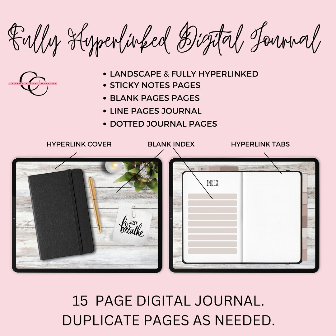 15 Page Digital Journal Hyperlinked Scrapbook, Diary, Photo Album ...