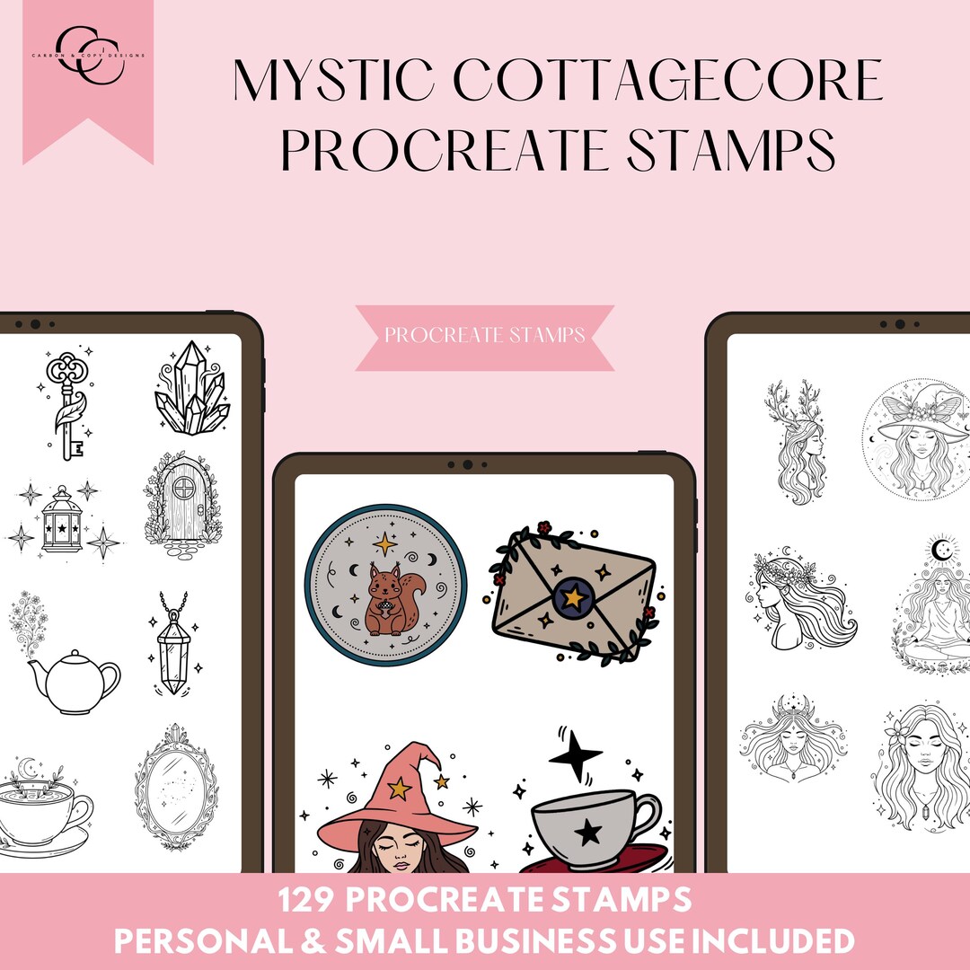 Mystic Cottagecore Procreate Stamps | 129 Witchy Brush Set for Magical ...