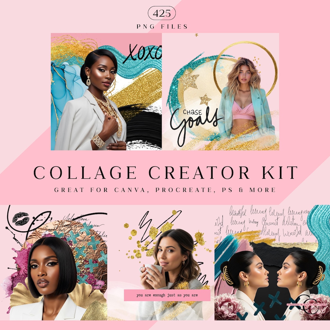 Collage Creator Kit – 425+ PNG Textures, Brush Strokes, Frames, Shapes ...