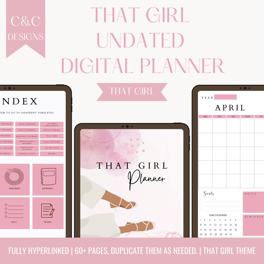 That Girl Digital Planner | Spa | Undated, Fully Hyperlinked | Daily ...