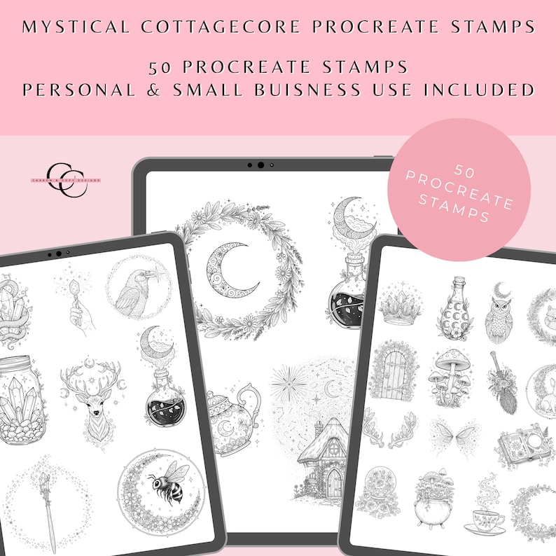 Mystical Cottagecore Procreate Stamp Set – 50 Nature‑inspired Elements ...