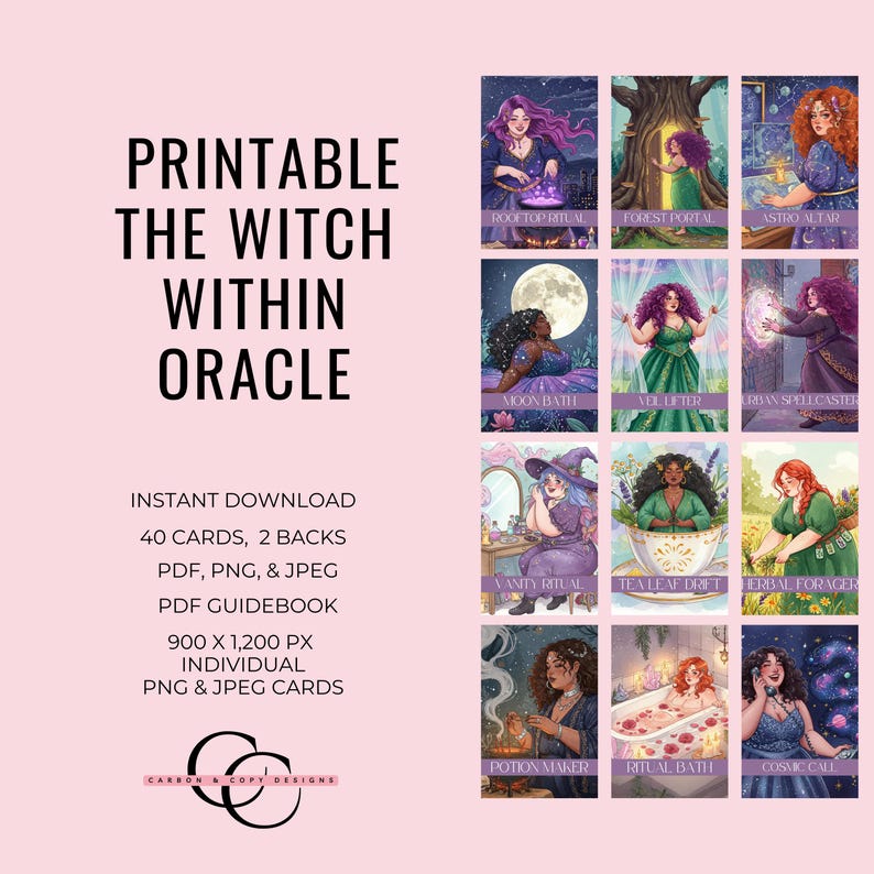 40 the Witch Within Oracle Deck | Witchy Cards in Pdf, Png, Jpg + PDF ...