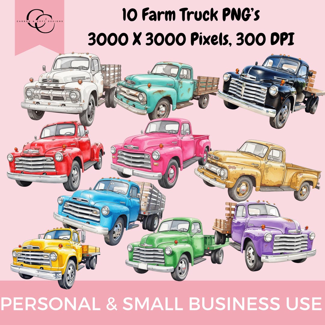 Farm Truck PNG Bundle - Vintage Pickup Clipart (digital Download) - Etsy
