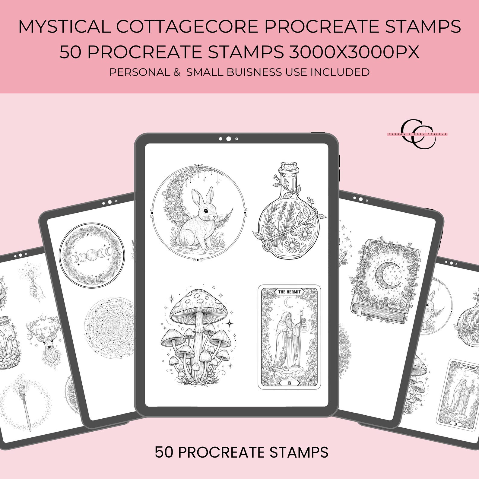 Mystical Cottagecore Procreate Stamp Set – 50 Nature-inspired Brushes ...