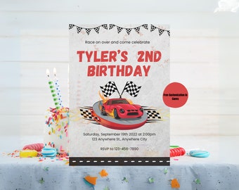 Editable Printable Race Car Themed Birthday Invitation - Etsy