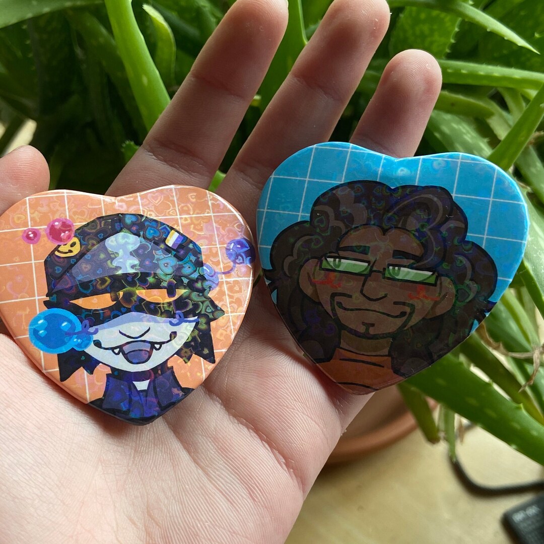 HLVRAI Frenrey Holographic Heart Button Pins - Etsy