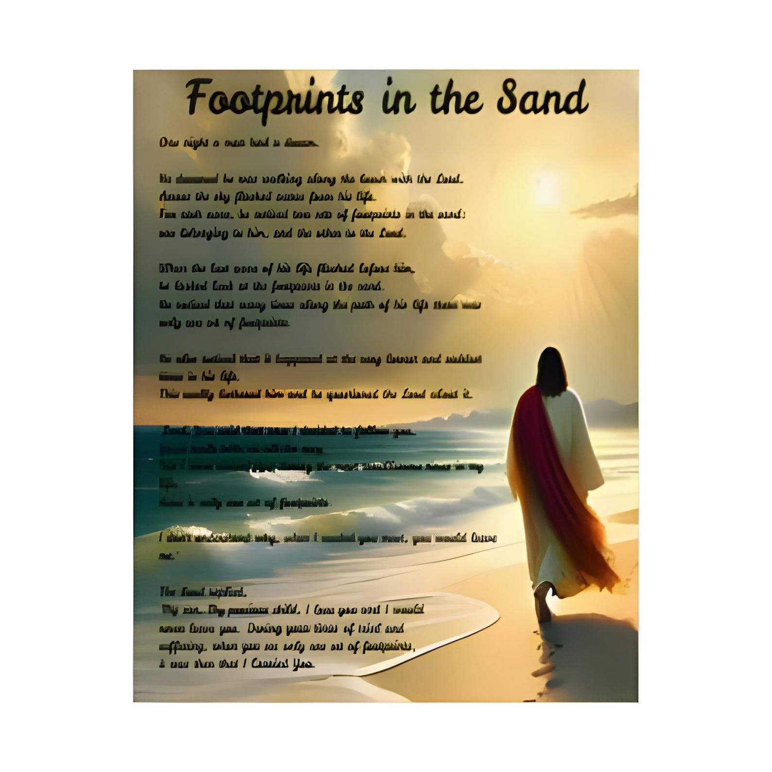 Footprints in the Sand Poem Poster, Inspirational Home Wall Decor ...