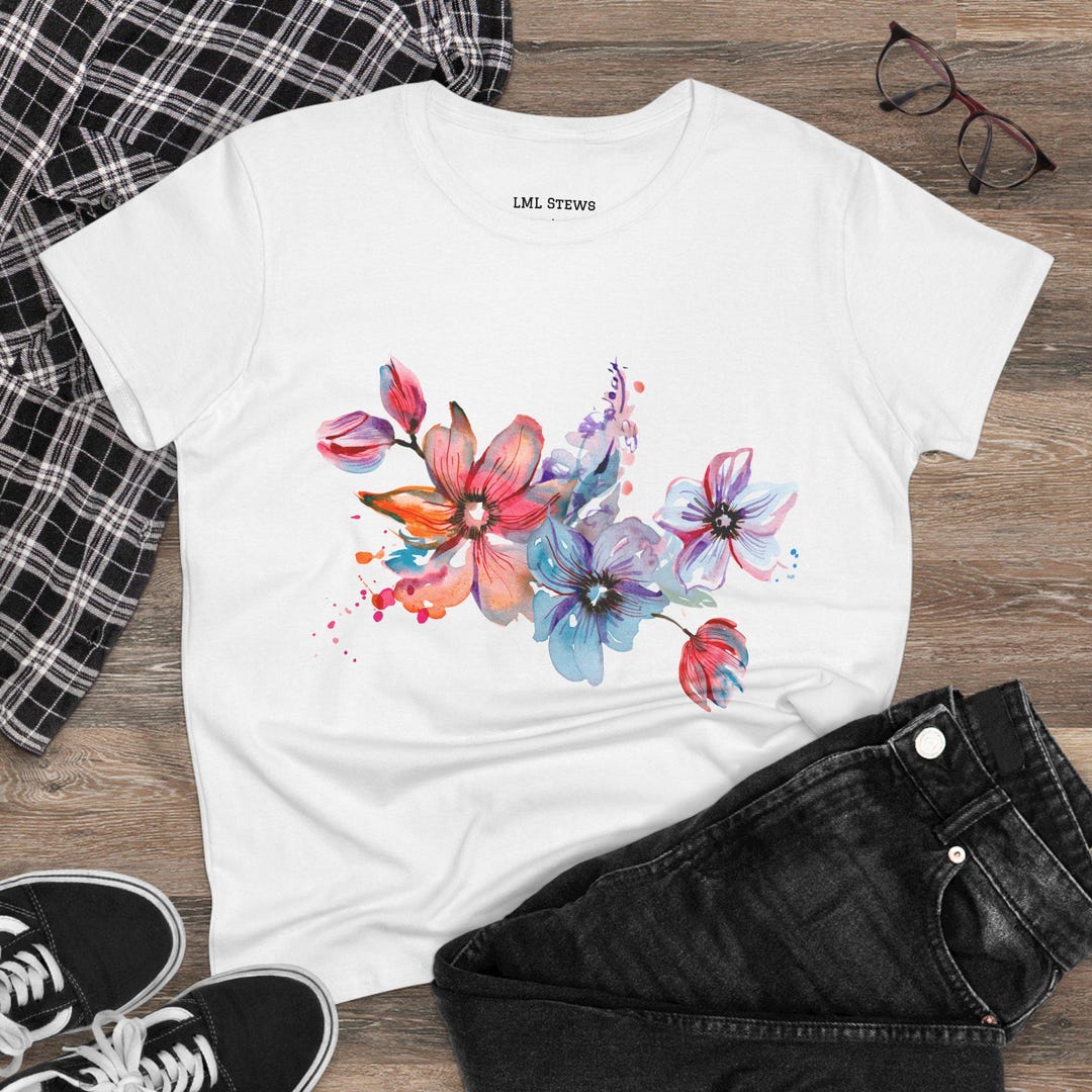 Floral T-shirt, Women Spring Clothing - Etsy