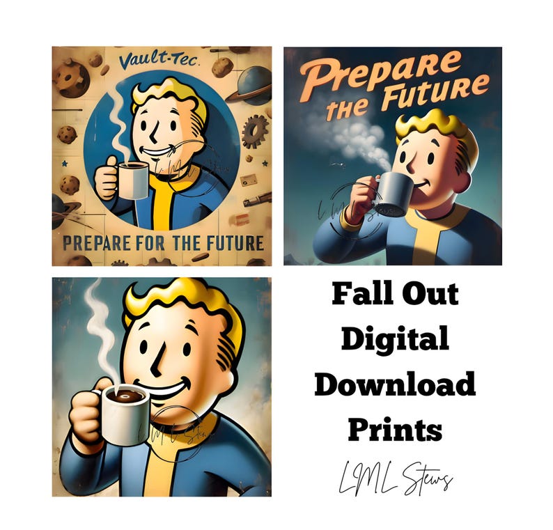 Fallout-inspired Vault Boy Coffee Art, Digital Download Printable ...