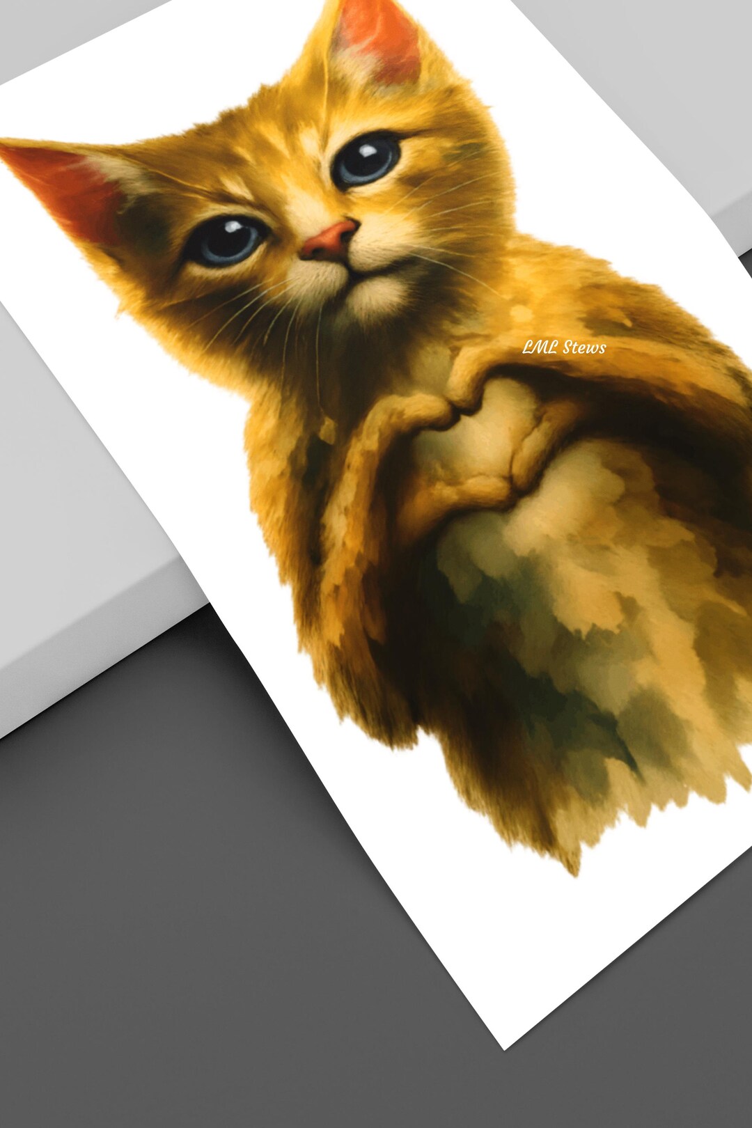 Valentine's Day Cat Art Digital Download, Orange Tabby Heart Paws ...
