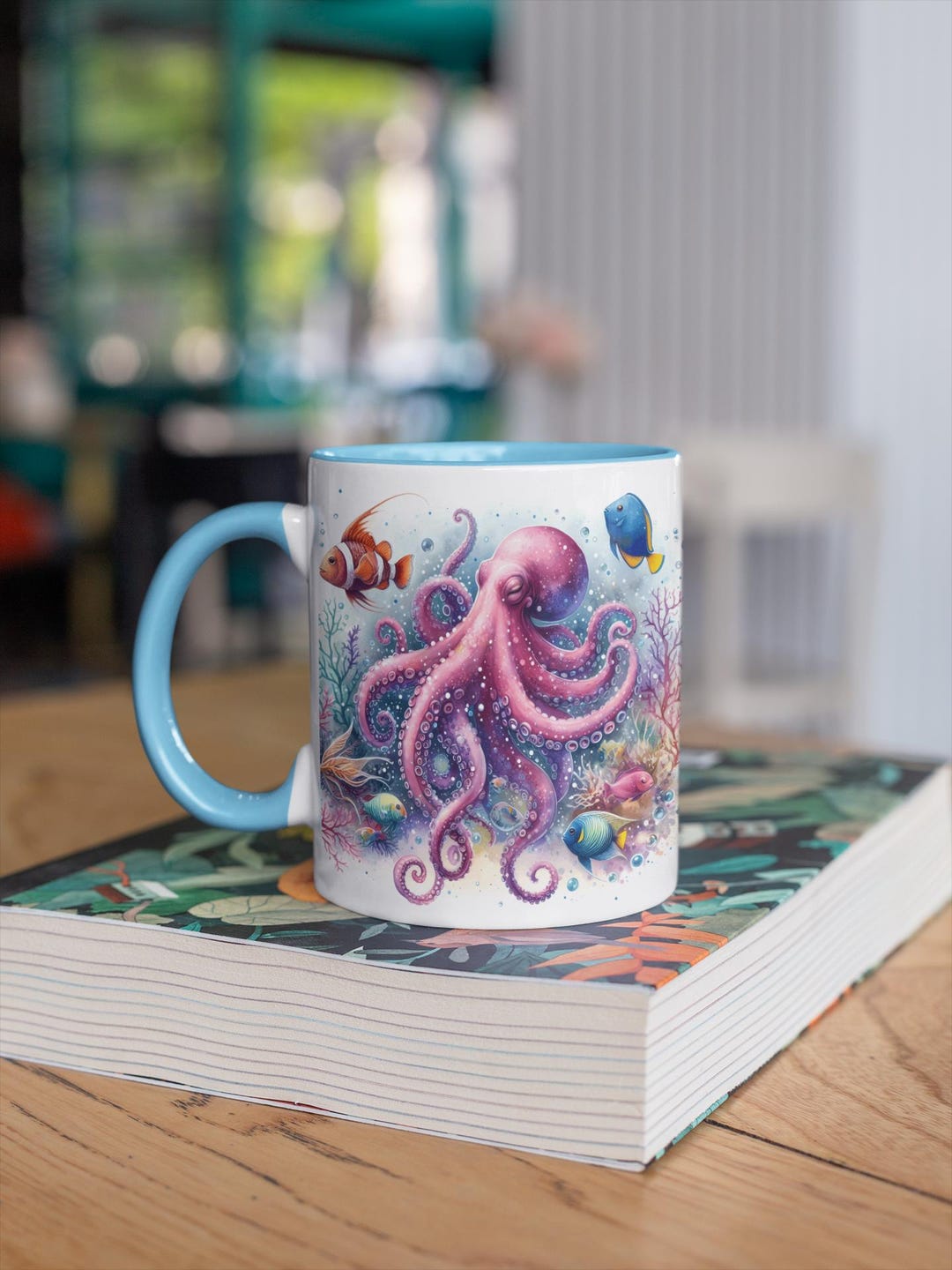 Octopus Ocean Scene Accent Coffee Cup Mug - Etsy