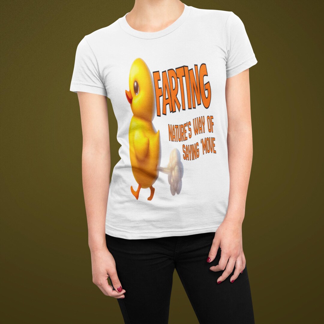 Farting Duck Cartoon T-shirt, Funny Novelty Tee, Humorous Quote Design ...