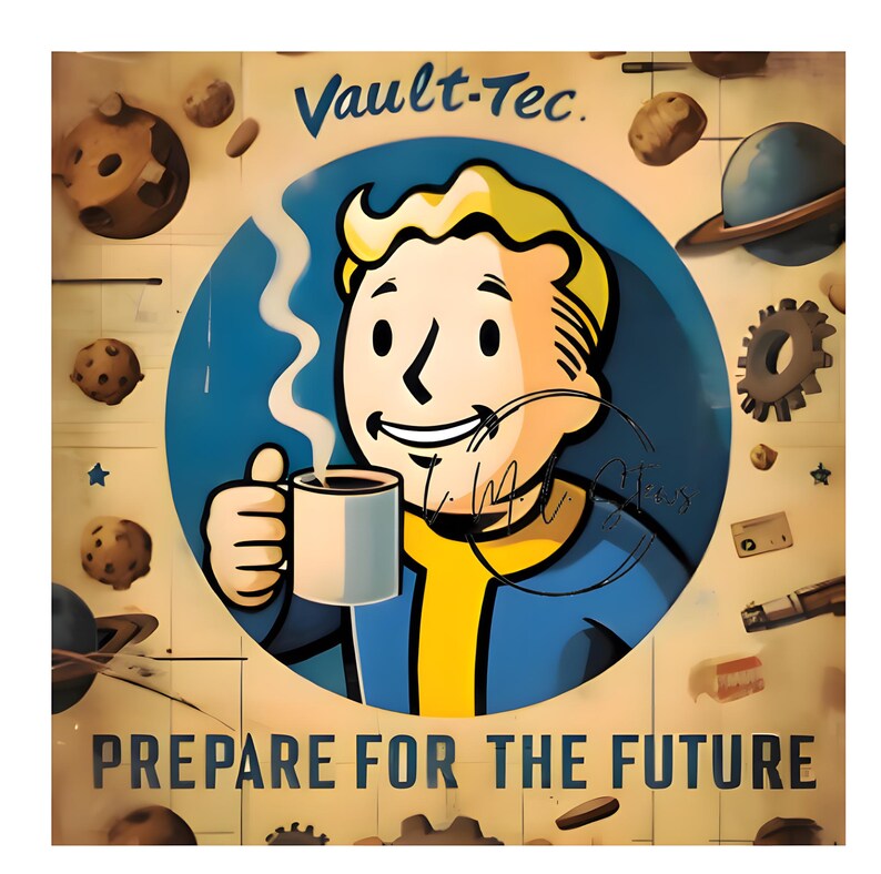 Fallout-inspired Vault Boy Coffee Art, Digital Download Printable ...
