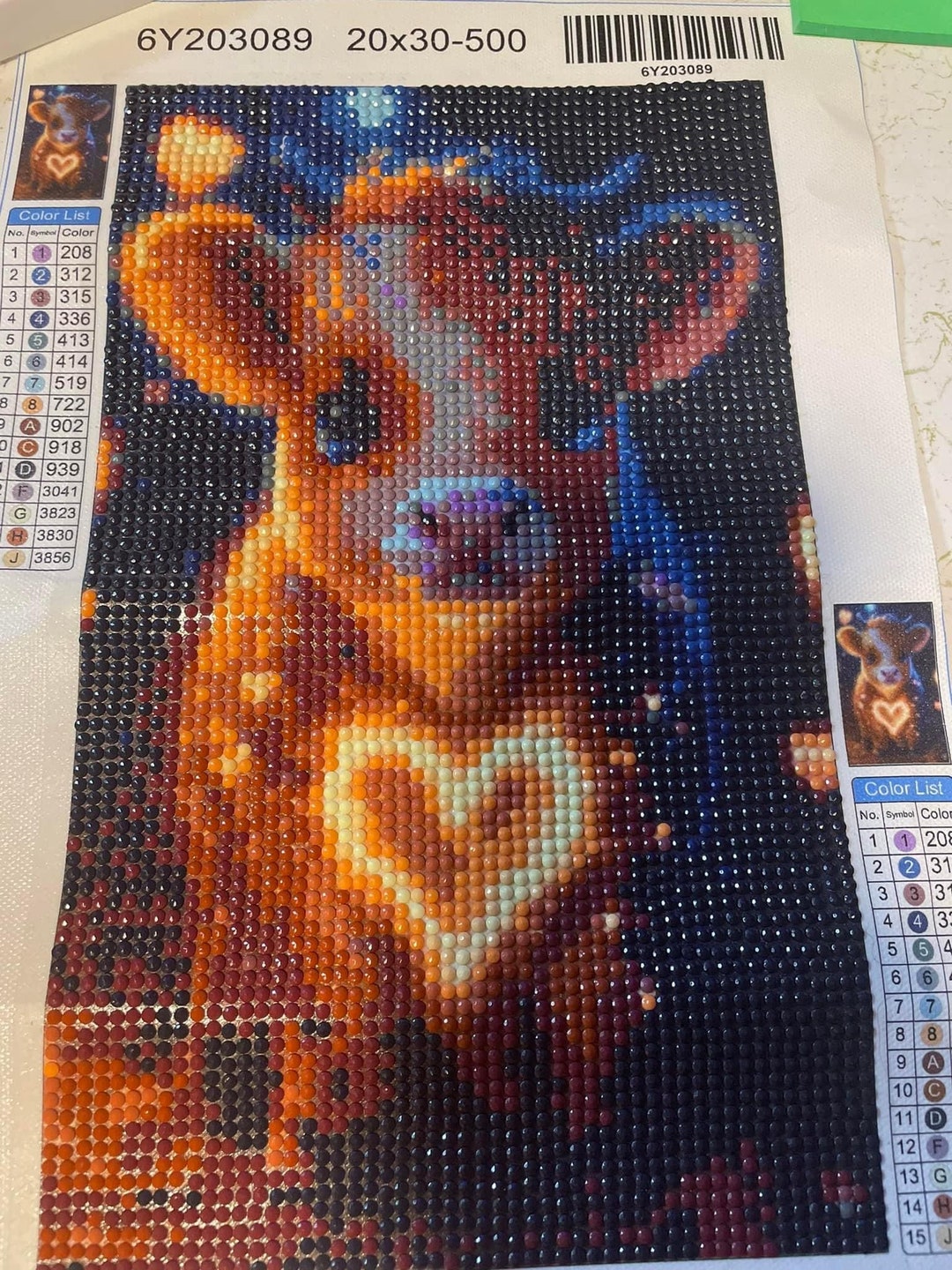 Finished Heart Cow Diamond Painting - Etsy