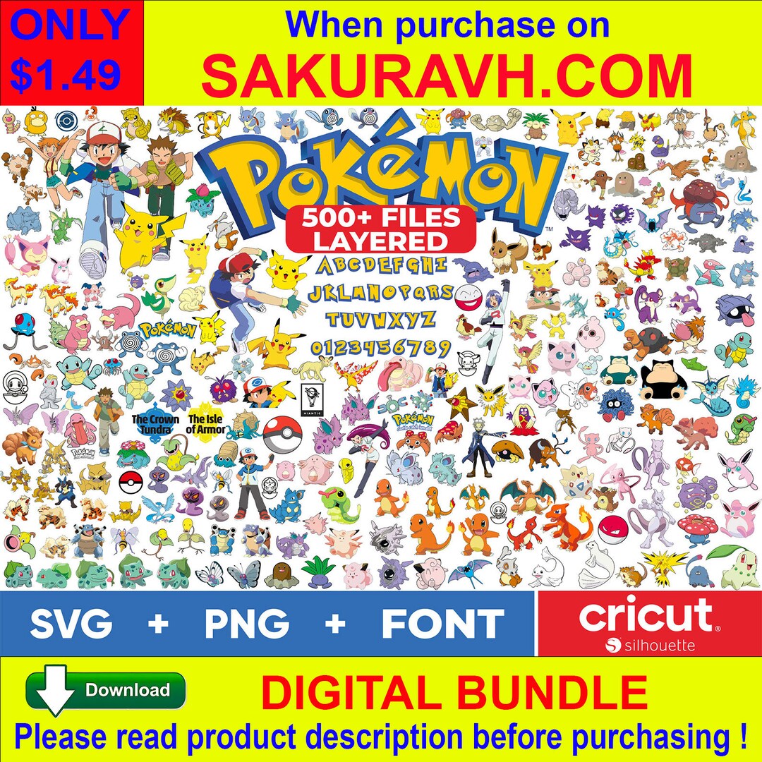 Pokemon SVG Bundle, Pikachu Svg Files for Cricut and Silhouette ...