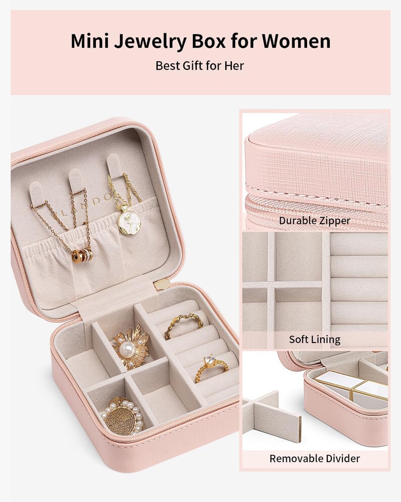 Travel Jewelry Box, Small Jewelry Travel Organizer Case for Girls Women ...