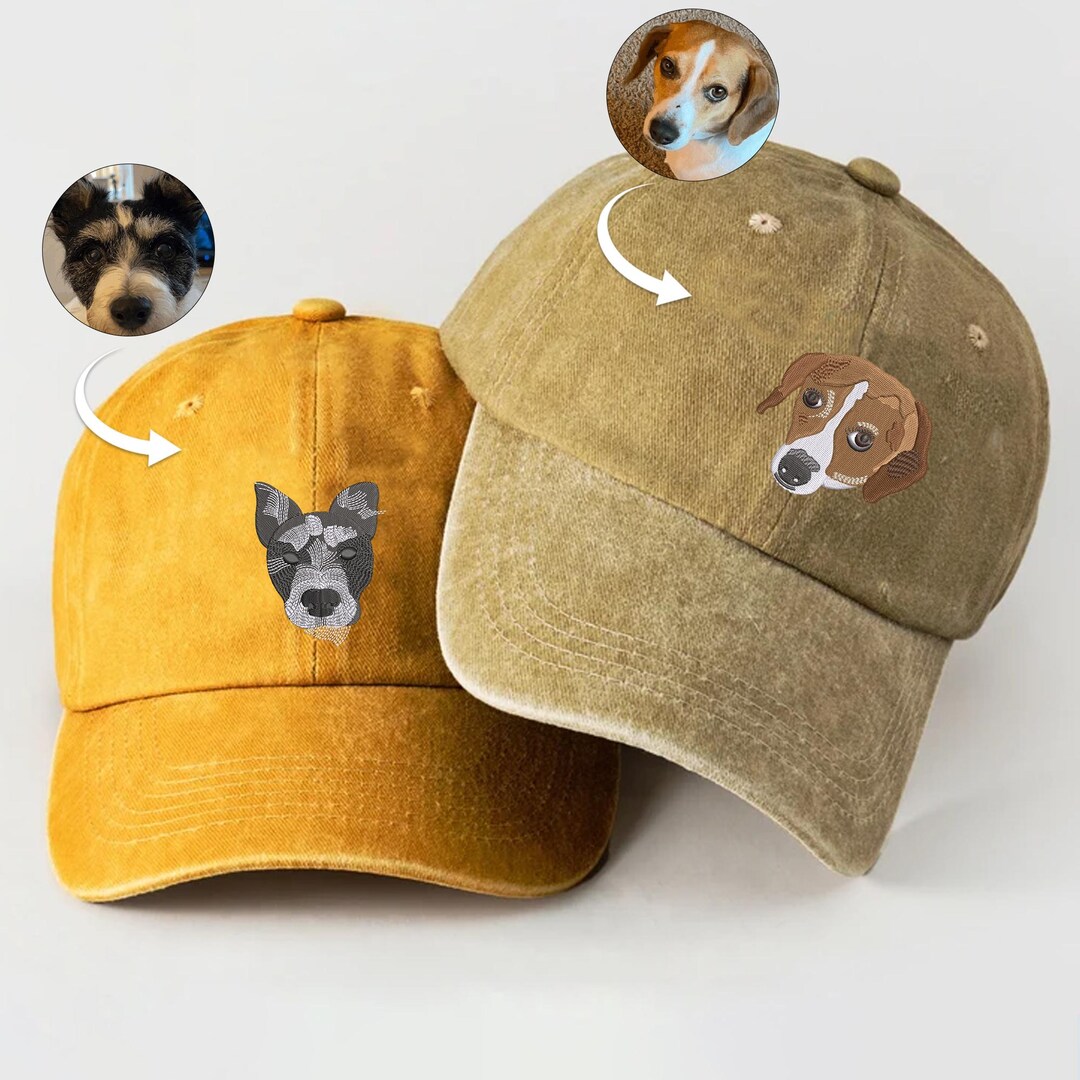 Custom Embroidered Dog Face Hat, Vintage Baseball Snapback Dad Hat ...