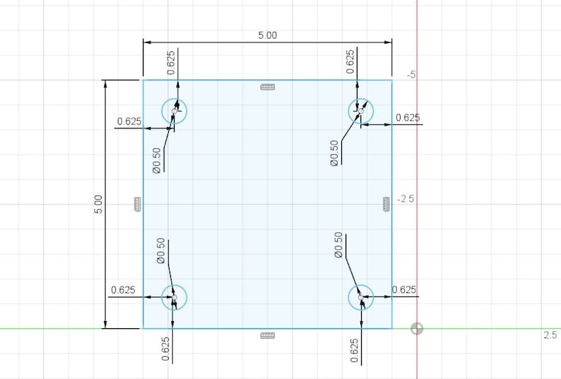5x5 Base Plate 1/2" Holes A36 Carbon Steel Straight Edge 1/4" Thick - Etsy