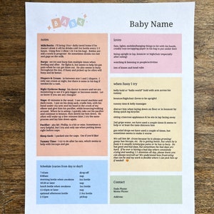 About My Baby | Simple Child Information Form | Daycare | School ...