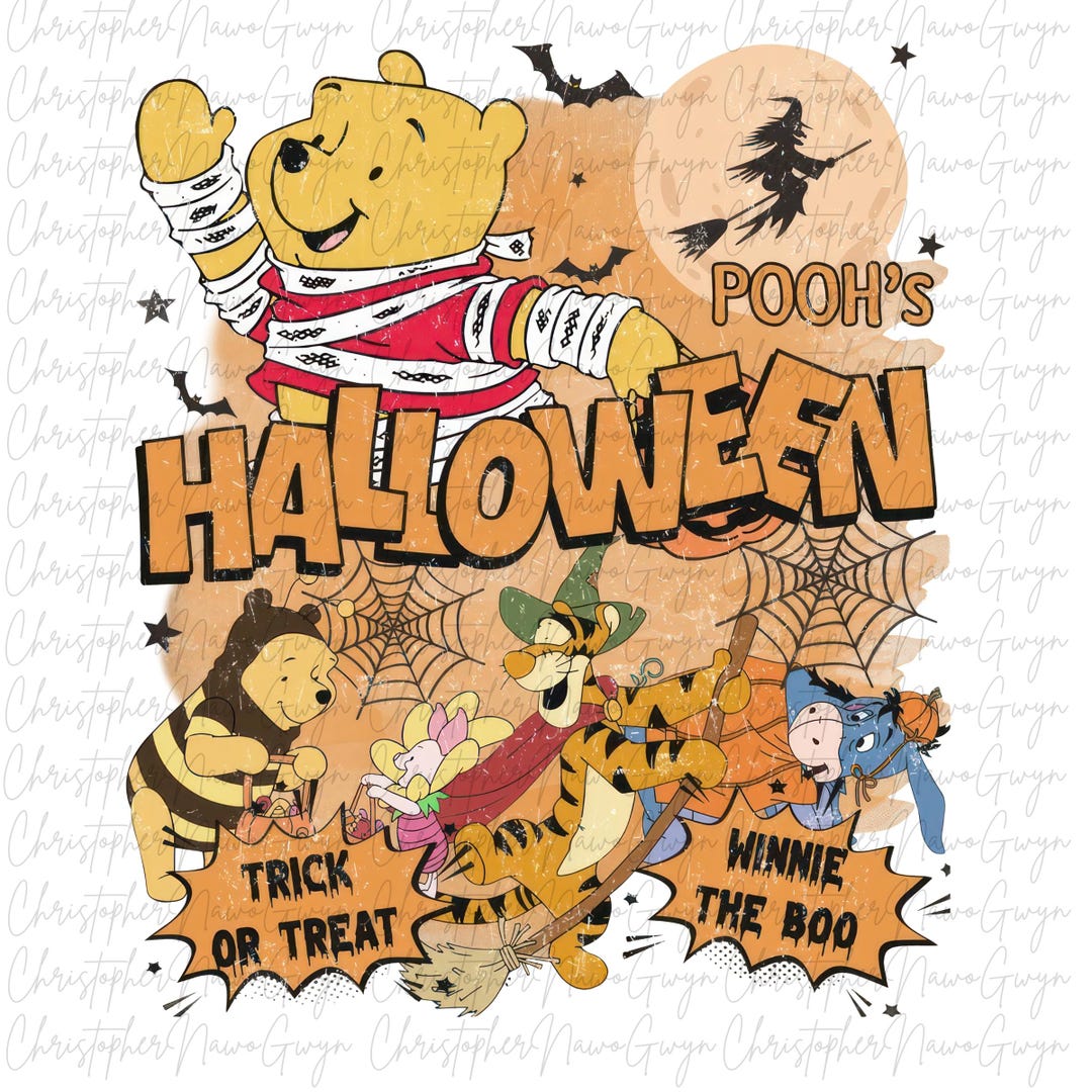 Retro Pooh Ghost Halloween Png, Winnie the Pooh Halloween Png, Spooky ...