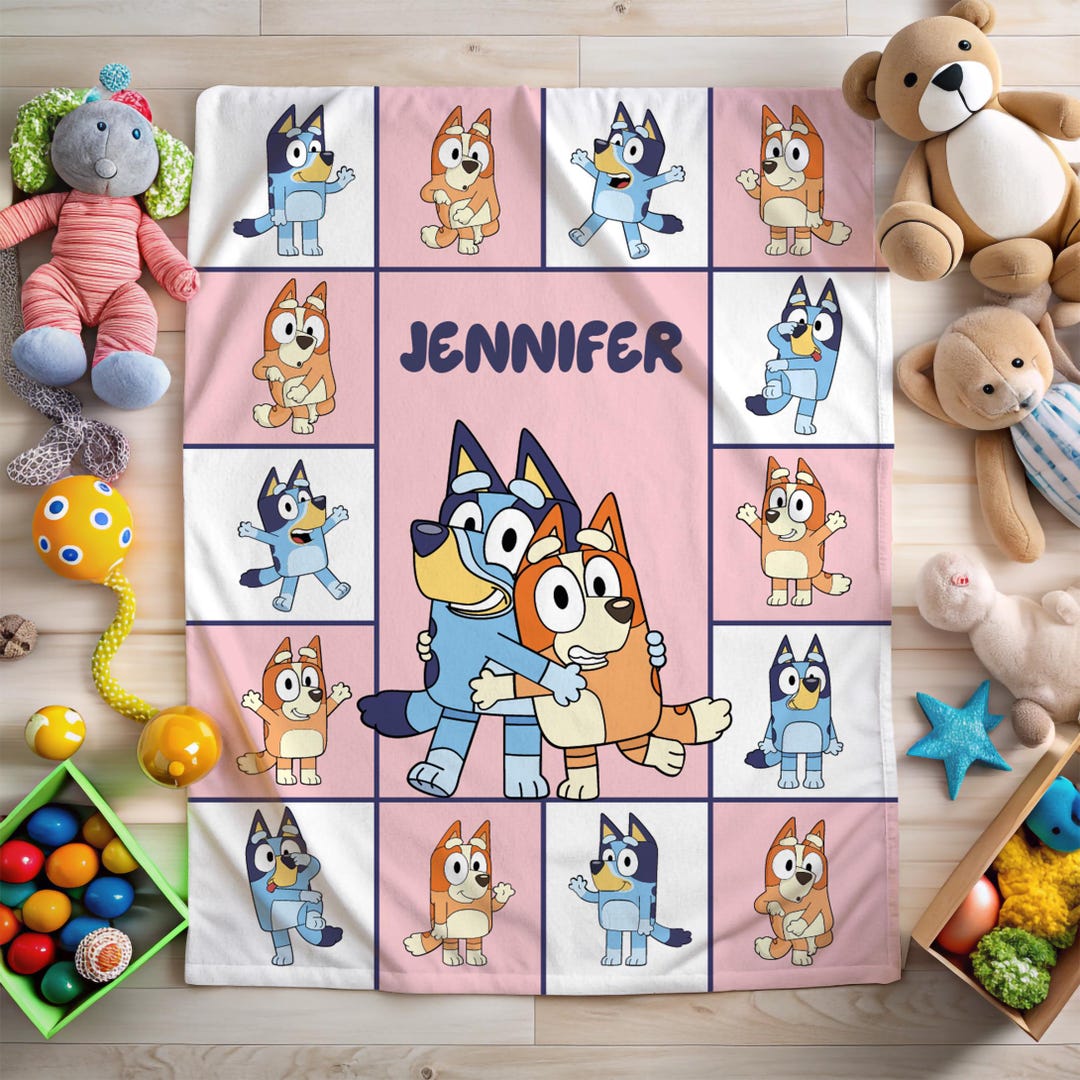 Custom Bluey and Bingo Blanket,blue Bin.go Blanket,blanket Gift, Idea ...