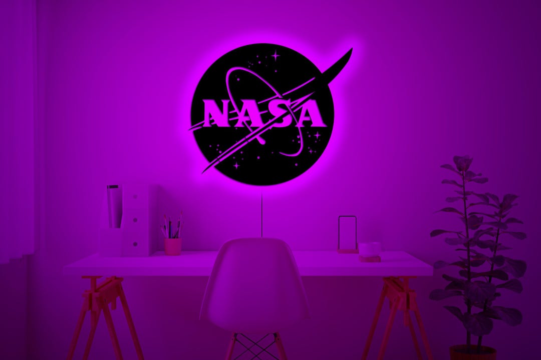 NASA Logo Wall Light Sign, Nasa Illuminated Wall Art, Nasa LED Light ...