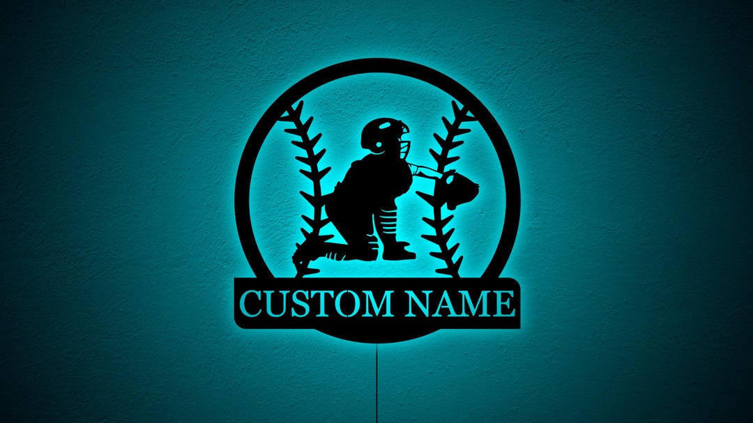 Custom Softball Wall Art With LED Light, Custom Softball Name Sign ...