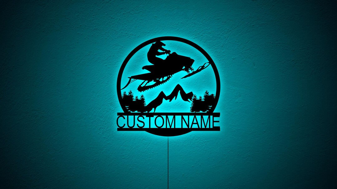 Custom Snowmobile Wall Art With LED Light, Custom Snowmobile Riding ...