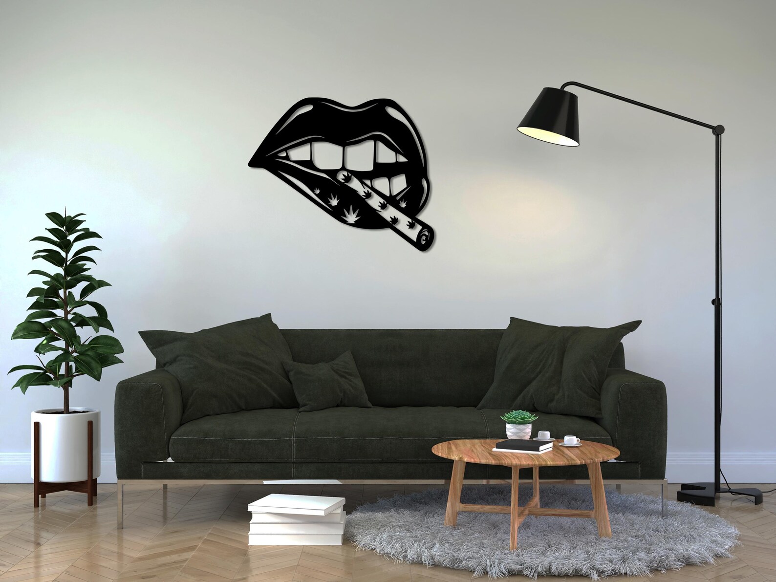 Lips With Smoke Wall Art With LED Light, Lips Smoke Sign, Lips RGB LED ...