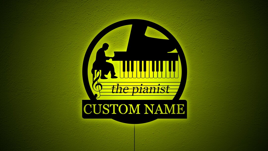 Custom Piano Wall Art With LED Light, Custom Piano Name Sign, Piano RGB ...