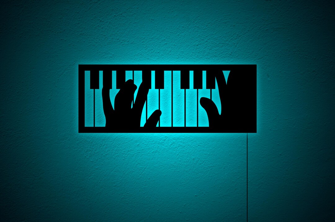 Piano RGB Wall Light Sign, Pianist Name Sign Instrument Wall Hanging ...