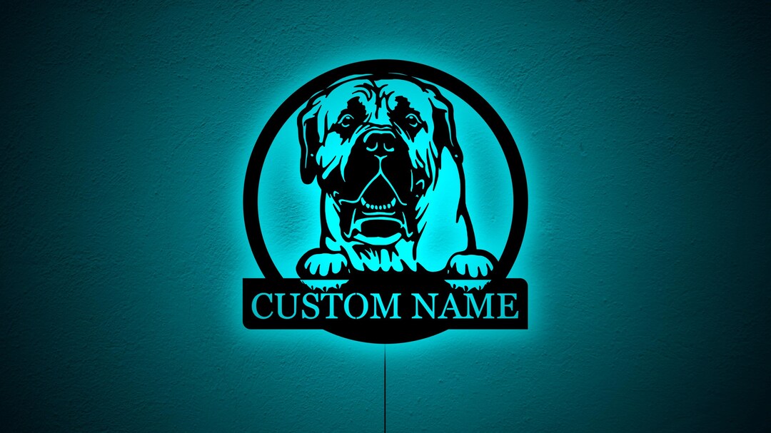 Custom Boerboel Dog Wall Light, Personalized Pet Gifts, RGB Wall Decor ...