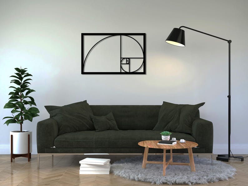 Fibonacci Spiral Wall Art With LED Light, Fibonacci Spiral Sign ...