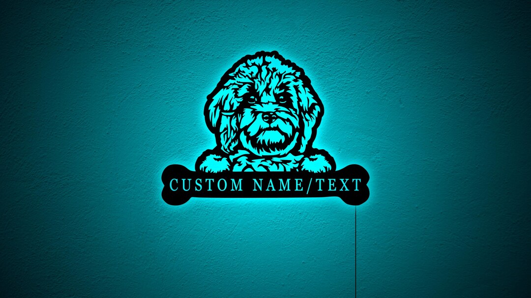 Custom Cavapoo Dog Wall Light, Personalized Wall Gifts, RGB Cavapoo Dog ...