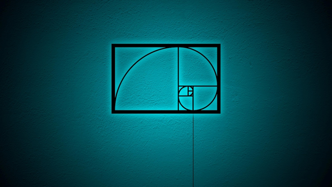 Fibonacci Spiral Wall Art With LED Light, Fibonacci Spiral Sign ...