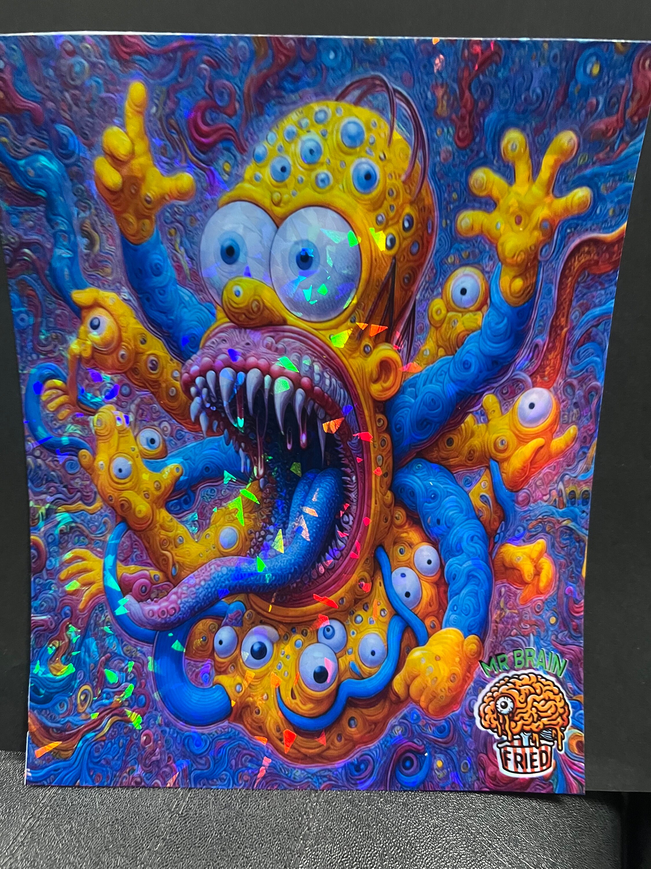 Mr Brain Fried Homer Monster Psychedelic Holographic 8x10 Print Trippy Acid Art - Etsy