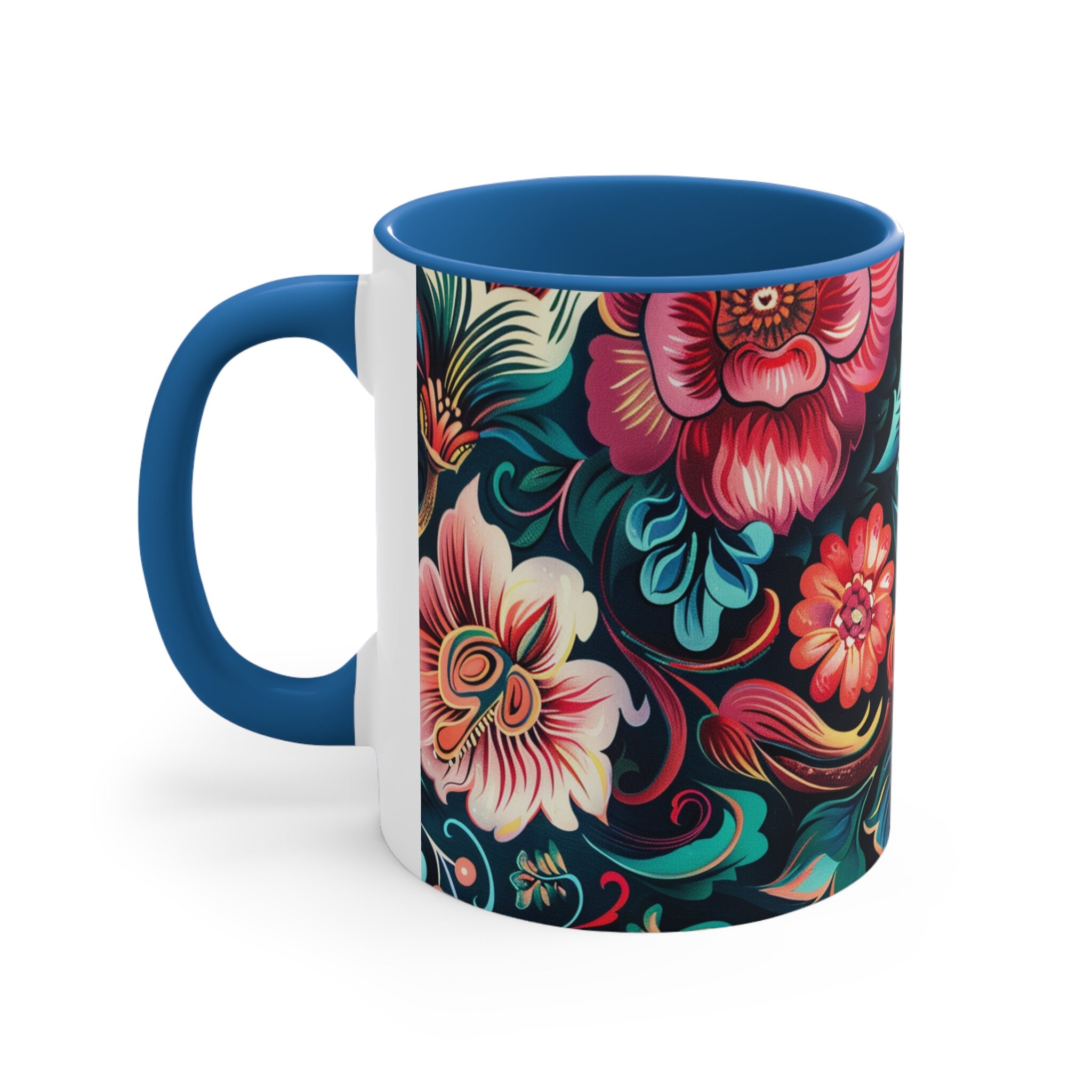 Blooming Elegance, Floral Coffee Mug, Unique Gift Idea, Flower Mug ...
