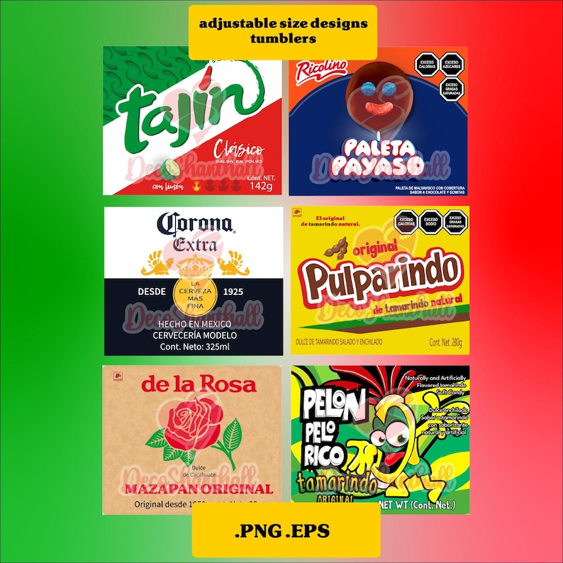 6 Editable Mexican Product Wrapping Templates for Mugs and Tumblers in ...